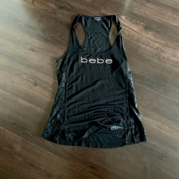 Tops | Bebe Rhinestone Lace Tank Top | Poshmark